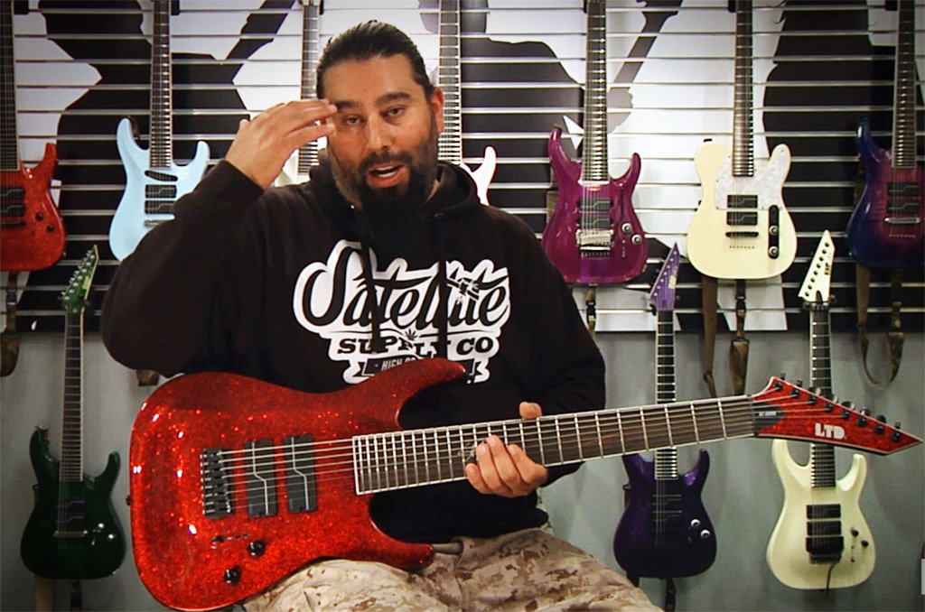 Stephen Carpenter (Deftones) on the SC-608B Red Sparkle - The ESP ...
