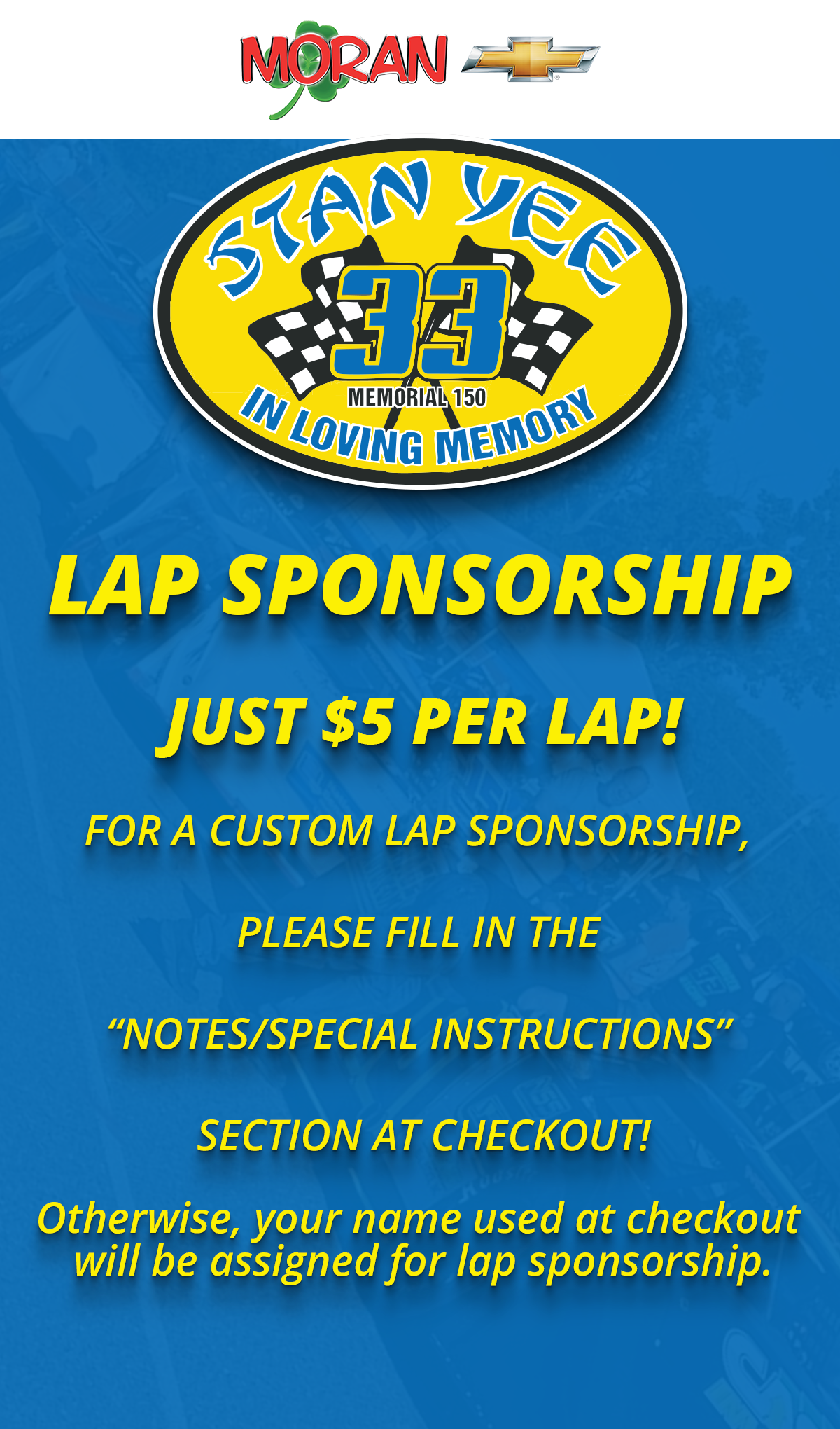 Stan Yee 150 Lap Sponsorship - Flat Rock Speedway