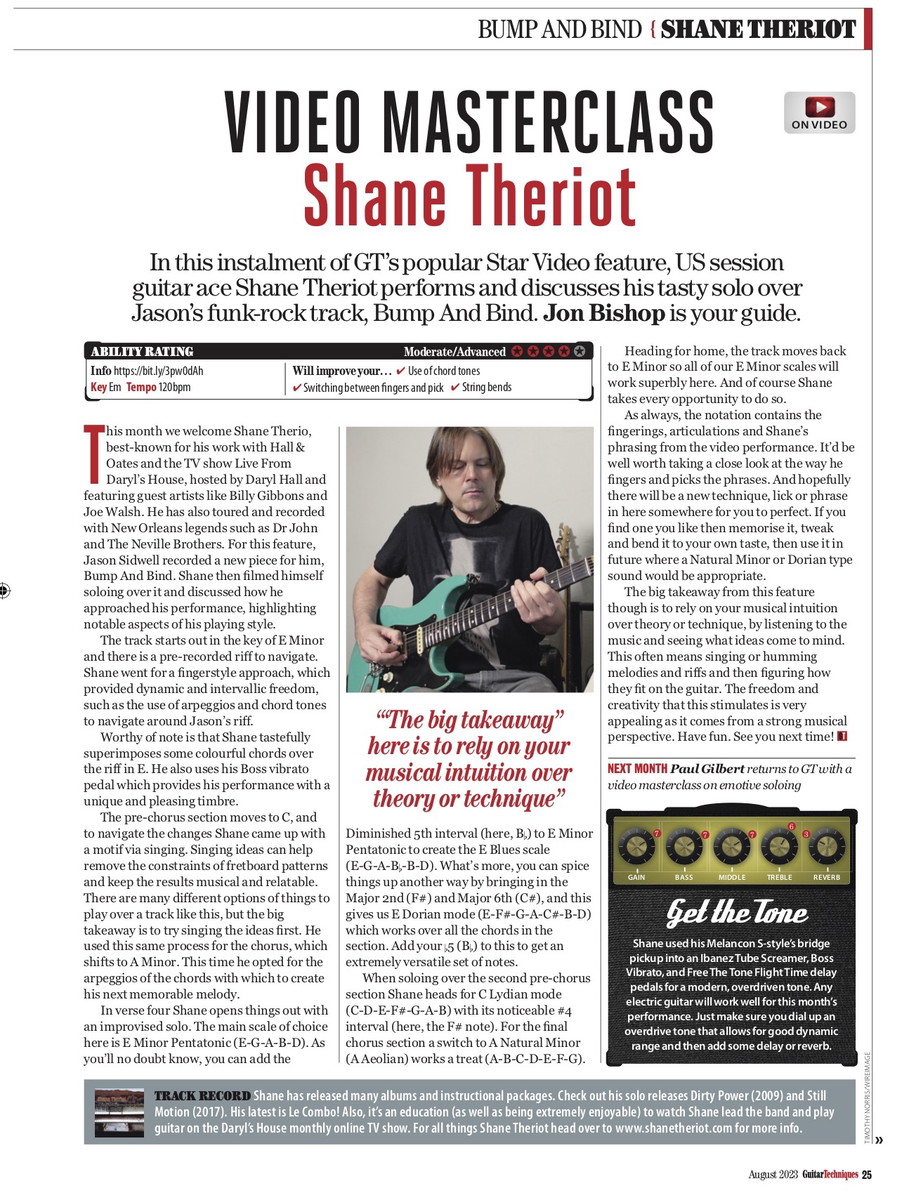 Bump and Grind Lesson for Guitar Techniques Magazine - Shane Theriot